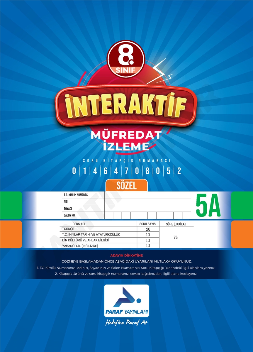 KURUMSAL DENEMELER - PARAF - PARAF LGS İnteraktif Deneme 5