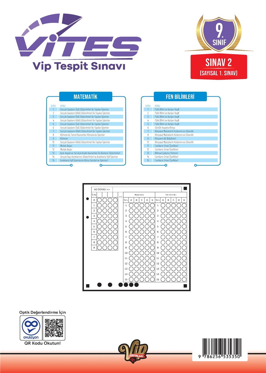 KURUMSAL DENEMELER - VİP VİTES - 9. Sınıf VİP Tespit Sınavı Sayısal