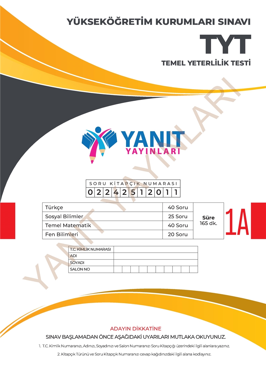 KURUMSAL DENEMELER - YANIT - YANIT TYT Kurumsal Deneme 1 KURUMSAL DENEMELER - YANIT - YANIT TYT Kurumsal Deneme 1