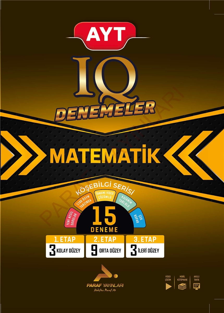 PARAF YAYINLARI - AYT - AYT IQ Matematik 15 Branş Denemesi