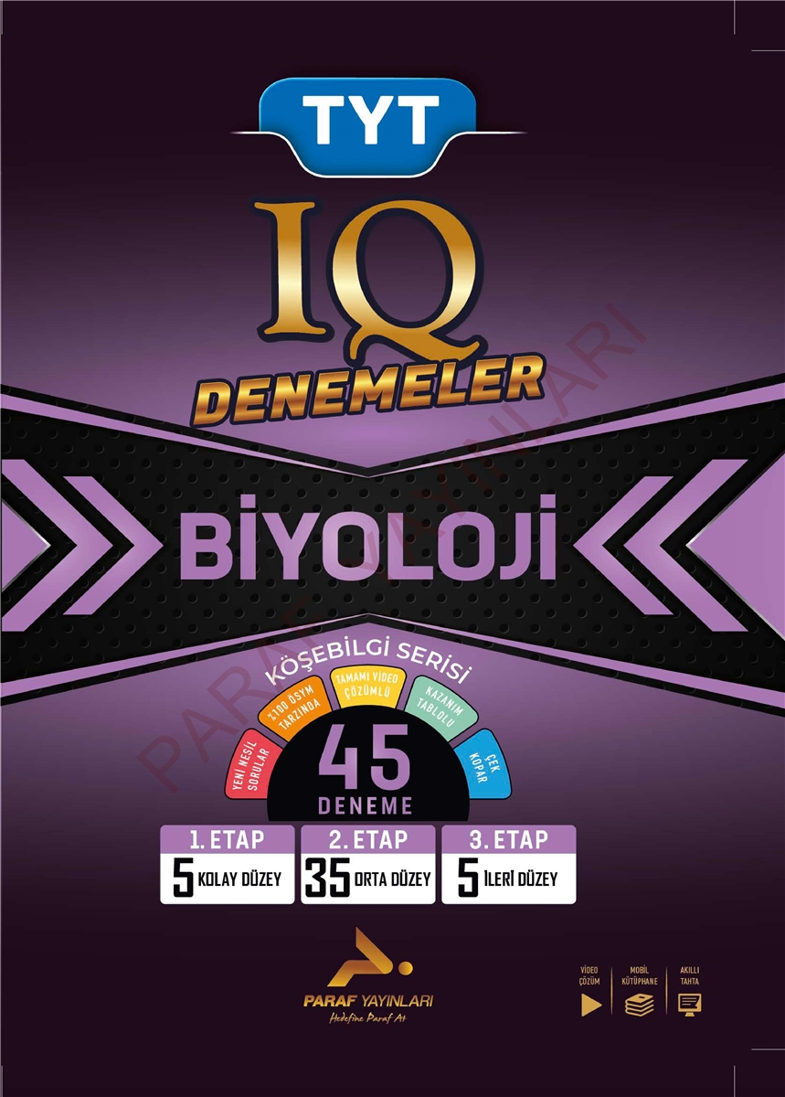 PARAF YAYINLARI - TYT - TYT IQ Biyoloji 45 Branş Denemesi PARAF YAYINLARI - TYT - TYT IQ Biyoloji 45 Branş Denemesi
